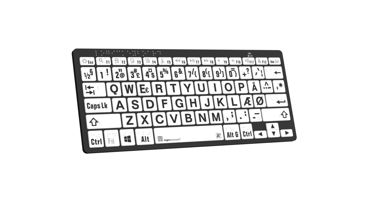 Braille - Bluetooth Mini Keyboard - PC - Braille - Lysoglup ApS